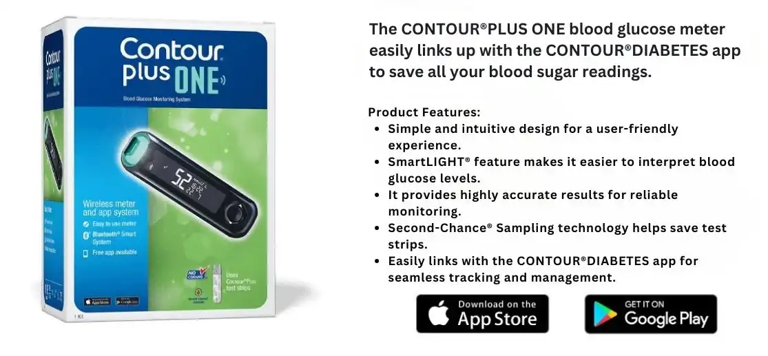 Contour Plus One Glucometer for Blood Sugar Test | TIsta
